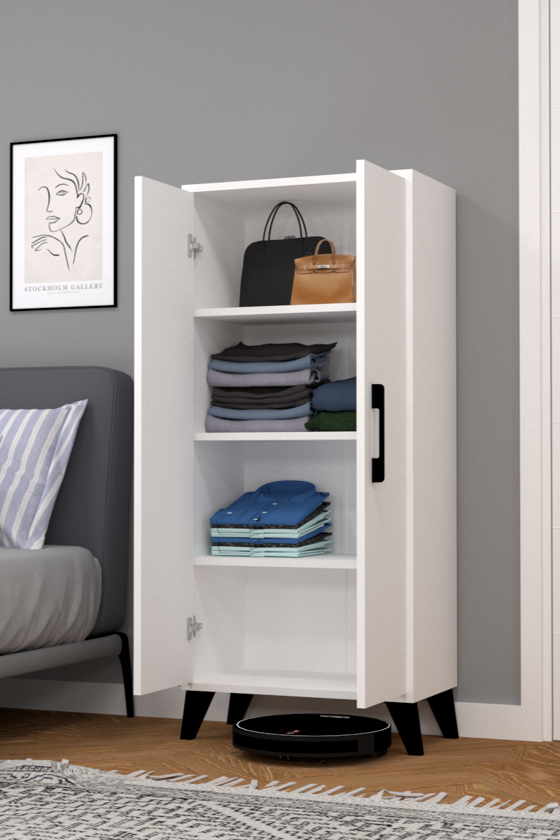 İki Kapaklı Dört Raflı 132cm Gardırop - MOBILIQUE